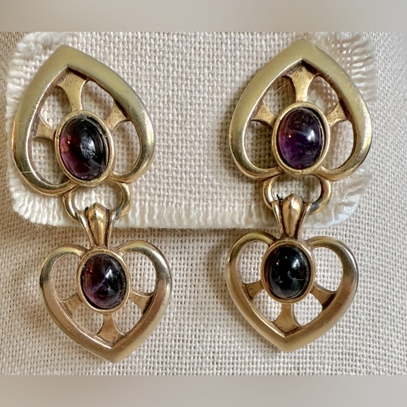 Swarovski | Jewelry | Sal Vintage Swavorski Purple Cabachon Gold Tone ...
